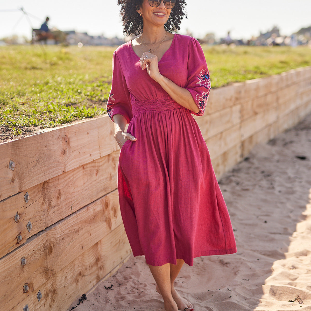 Lizzy Pink Embroidered Dress – This is Unfolded