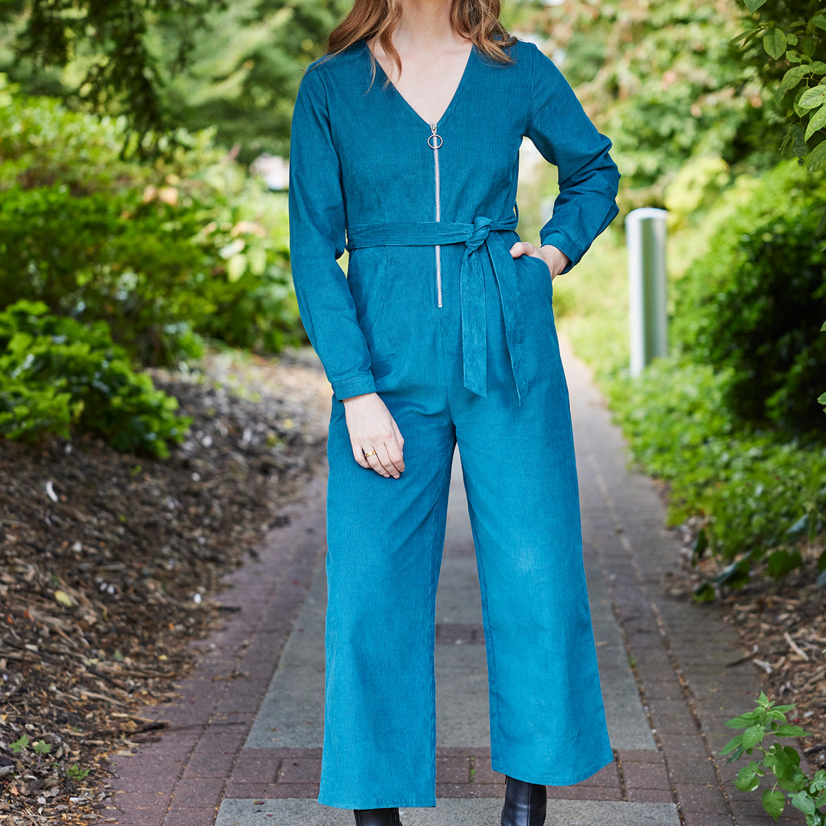 Maci - Cord Zip Jumpsuit - Teal – This is Unfolded