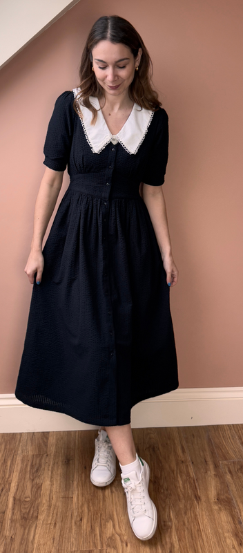 Rodica Black Textured Dress – This is Unfolded