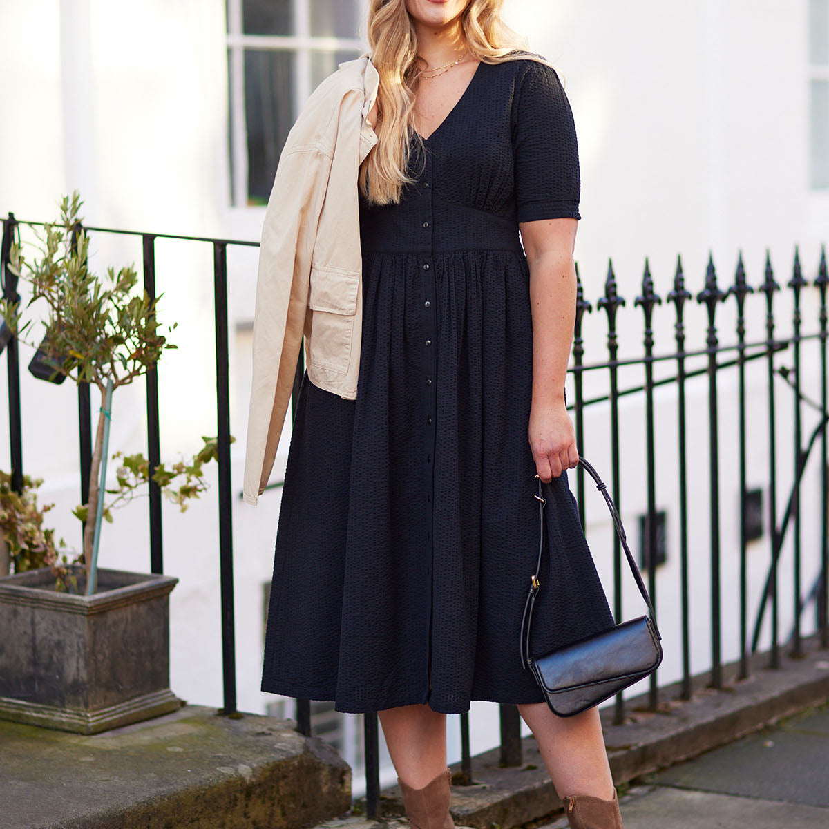 Rodica Black Textured Dress – This is Unfolded