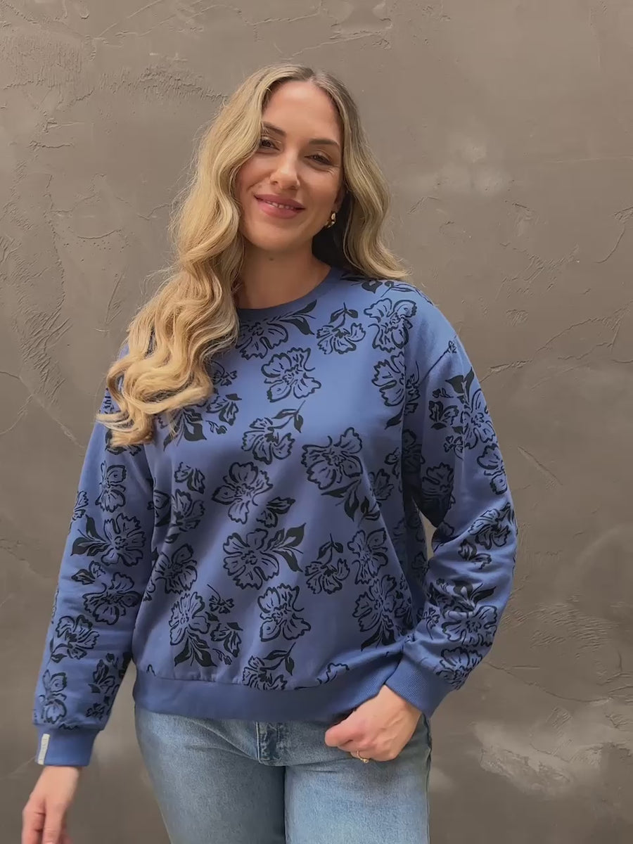 Piper Sweatshirt - Blue Floral Print – This is Unfolded
