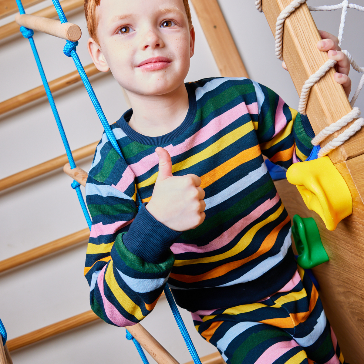 Elias - Kids Tracksuit Set - Navy Wave Stripe Print – This is Unfolded