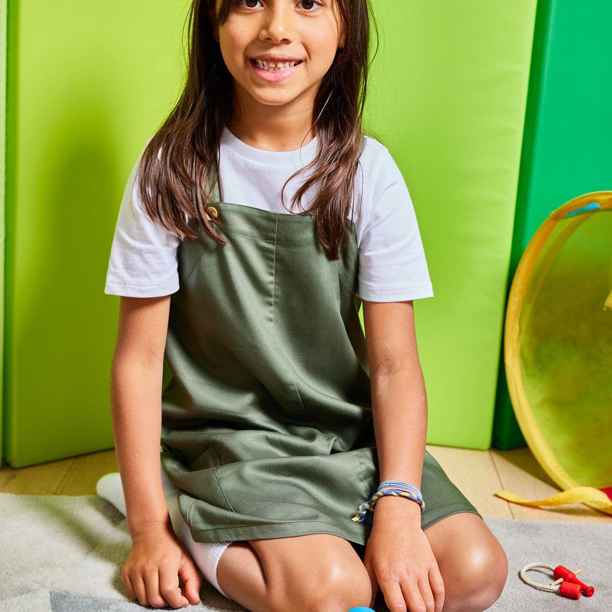 Lilah - Kids Pinafore Dress - Olive – This is Unfolded